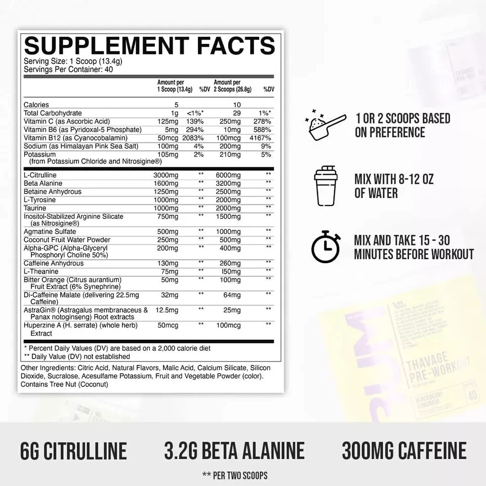 RAW CBUM Thavage Hardcore Pre-Workout Pumps Focus 40 Servings 3-4Peat ...