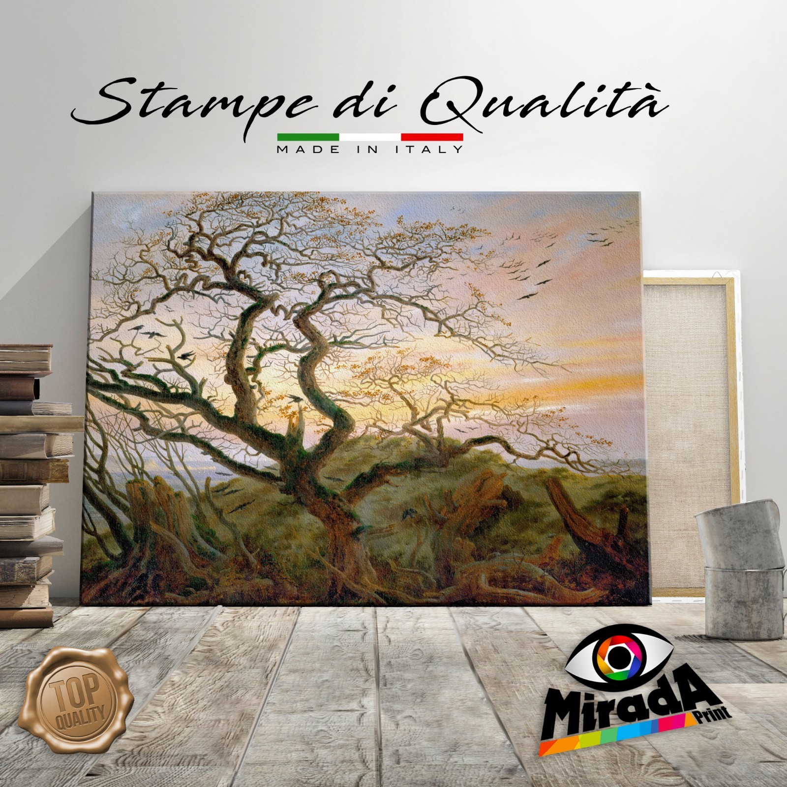 QUADRO Caspar David Friedrich l' Albero dei corvi STAMPA TELA CANVAS ...