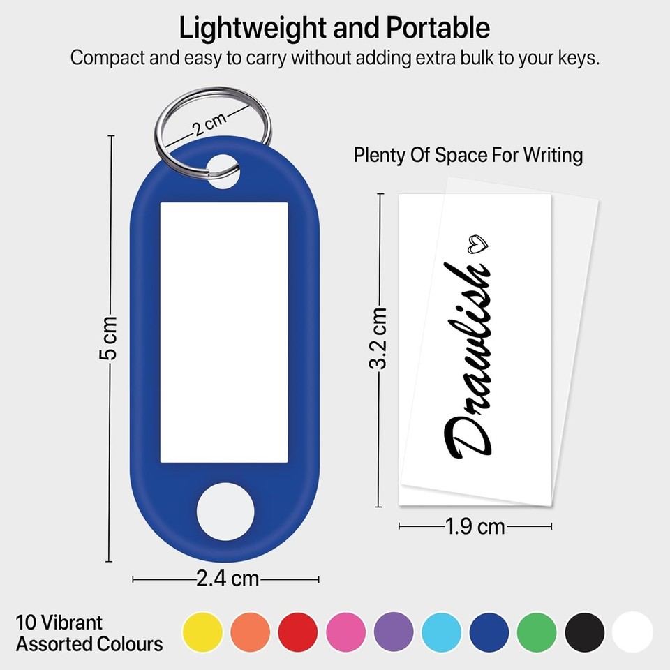 35 Key Tags with Labels – 10 Colors Durable Key Fobs with Split Rings ...