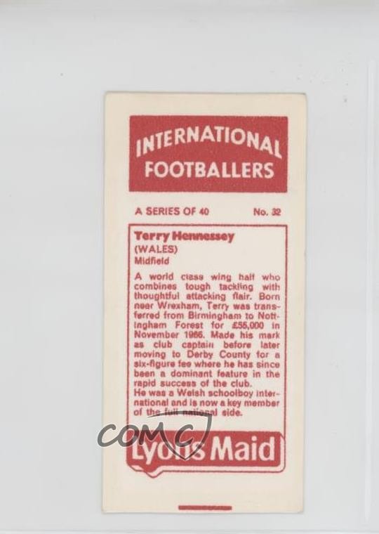1971 Lyons Maid International Footballers Terry Hennessey #32 | eBay