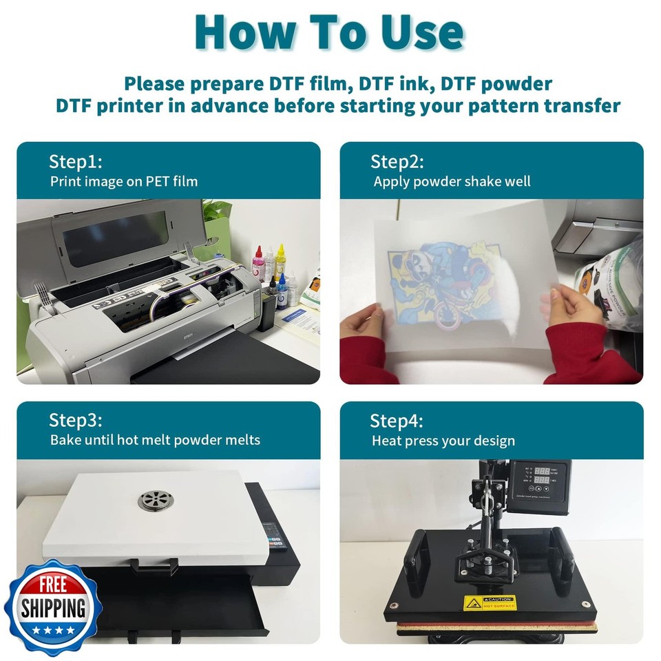 Jecqbor DTF Transfer Film Paper Roll 13 Inch x 328 FT, Double Sid | eBay UK