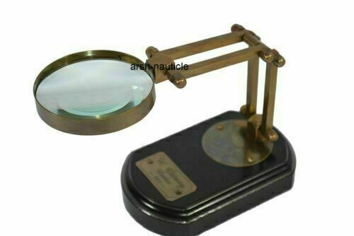 Handmade Nautical Brass Magnify Glass Desk Top Table Magnifying With ...