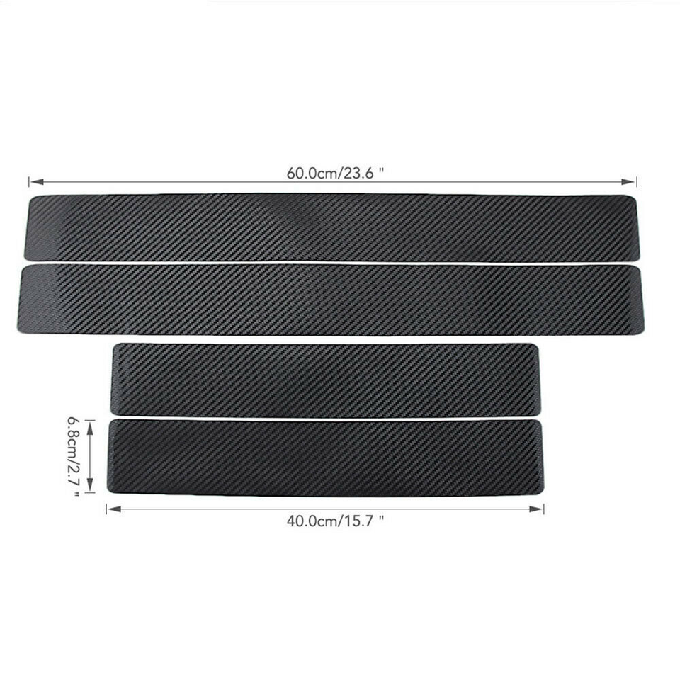 8x Car Scuff Plate Black Carbon Fiber Door Sill Cover Panel Step ...