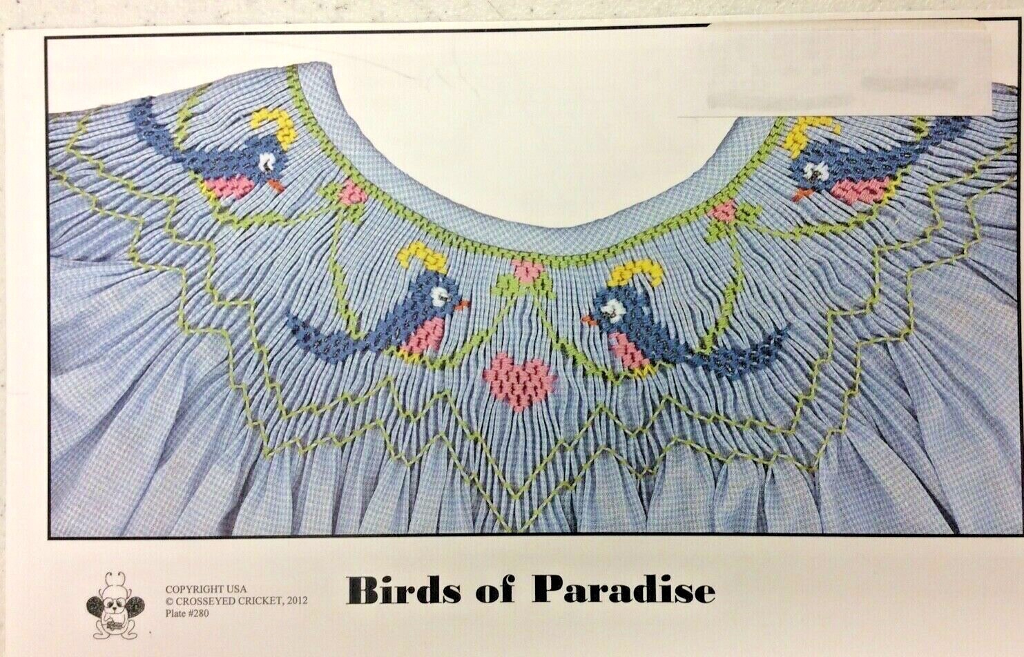 CROSSEYED CRICKET SMOCKING PLATE #280 BIRDS OF PARADISE | eBay