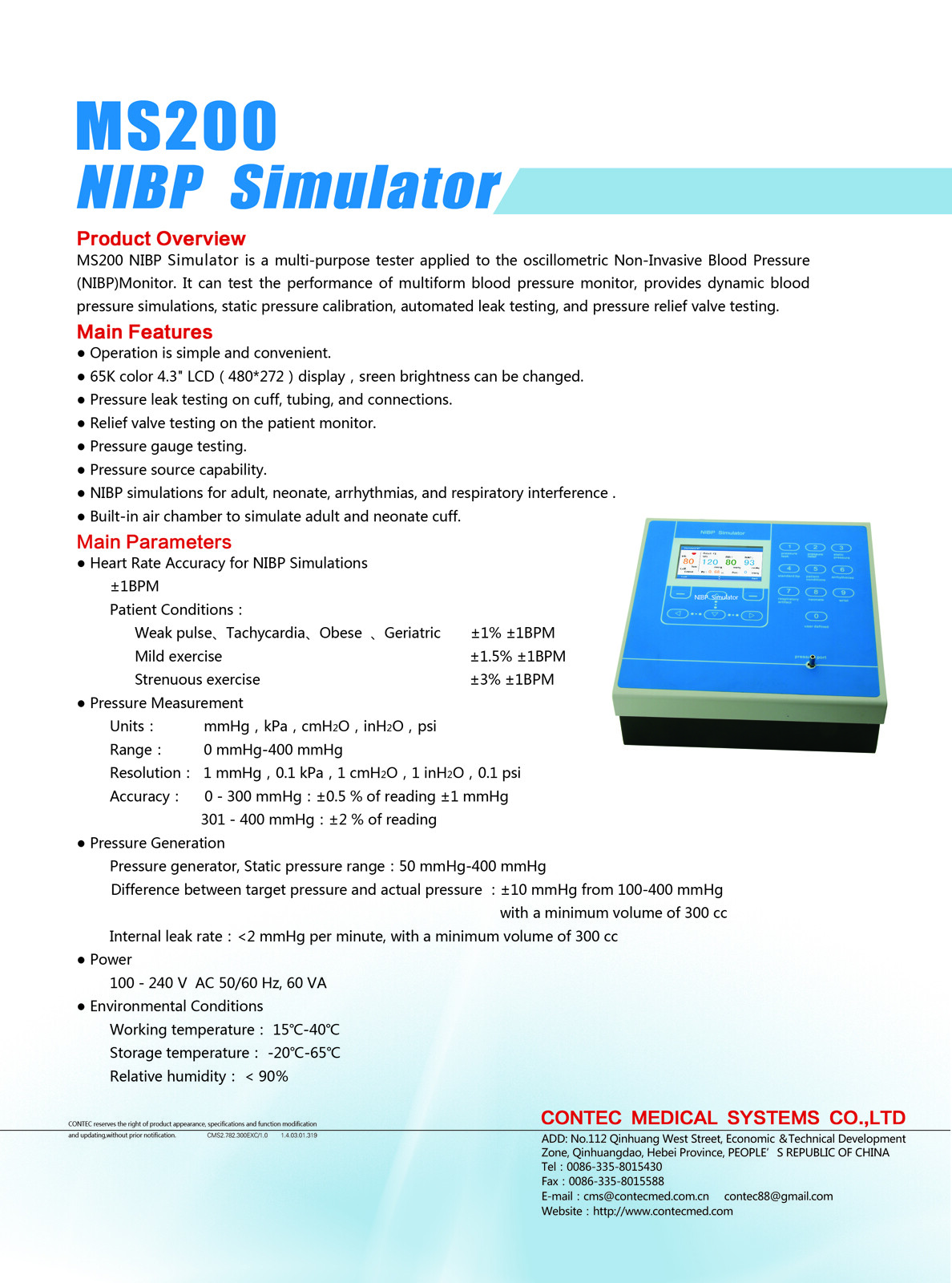 CONTEC NIBP Simulator Blood Pressure Monitor Tester Heart Rate ...