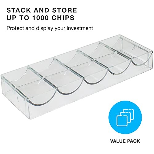 Pack Of 10 Clear Acrylic Casino Blackjack Poker Game Chips Tray Racks ...