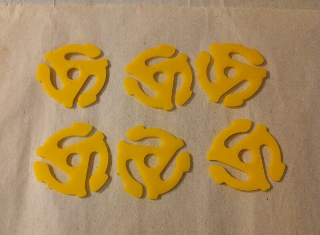 Lot Of 6 Vintage 45 RPM Record Adaptor Insert Yellow Adapter USA For 7 ...
