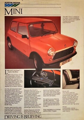 Austin Rover Mini - Metro - Maestro - Montego Brochure 1984 IE | eBay UK