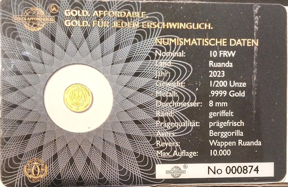 Gold Coin 1/200 oz ICON of The Wold 2023 Mountain Gorilla (118) | eBay