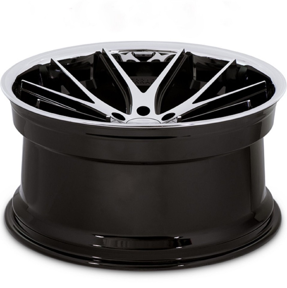 22" STAGGERED FERRADA FR2 22x9 22x10.5 MACHINE BLACK w/CHROME LIP ...