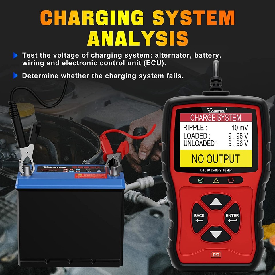 Car Battery Tester 12V 24V Battery Analyzer Cranking Charging Checker ...