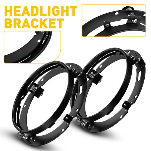 2Pcs Black 7" Headlight Mounting Brackets Fits For Jeep Wrangler JK ...