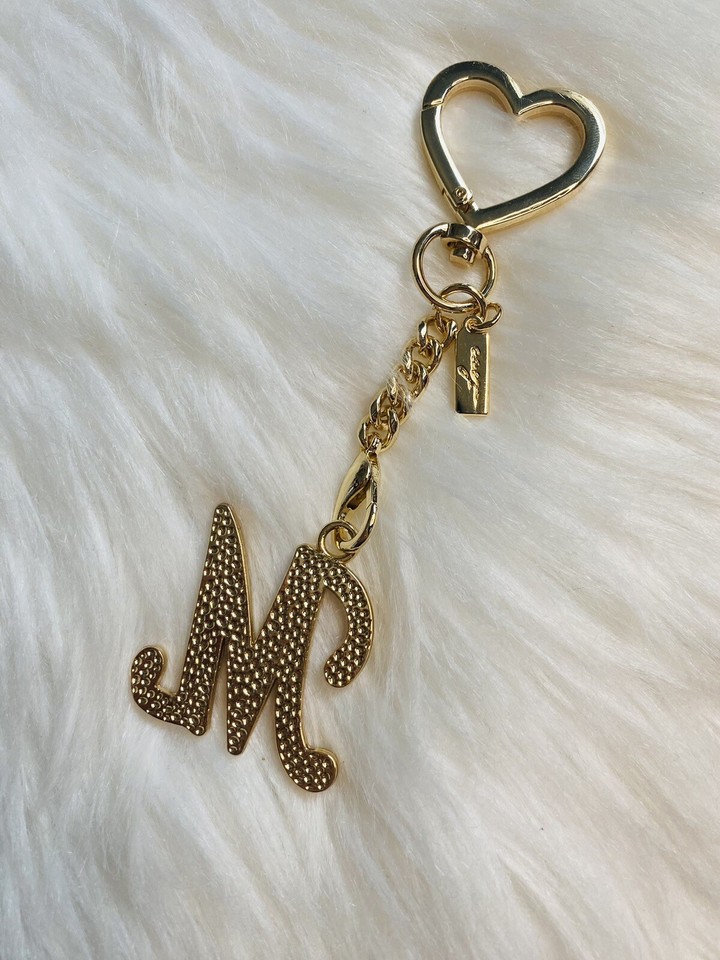 Letter M Gold Color Initial Heart Love Metal Keychain Key Chain Ring ...