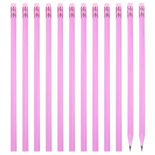 Round Pencils, 12 Pcs Triangle HB Graphite Pencil Wooden Pencils, Red ...