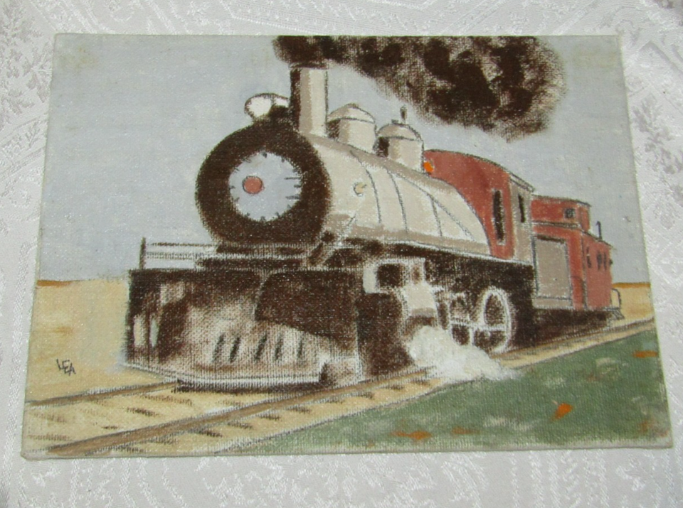 RARE SET OF 5 LESTER E. ARMSTRONG LOCOMOTIVE TRAIN SERIES OIL PAINTINGS ...