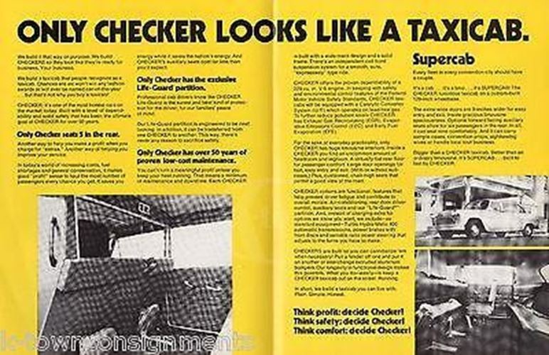 Straight Talk About Taxicabs Checker Motors Graphic Advertising Poster ...