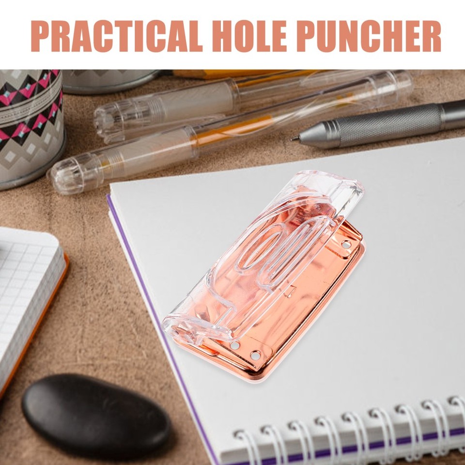 Rose Gold Hole Punch Stationery Two Paper Small Double Office Travel ...