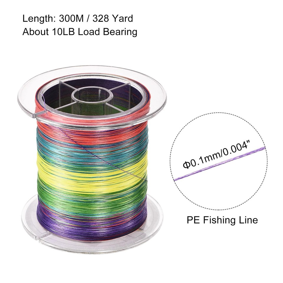 8 Strands PE Braided Fishing Line Abrasion Resistant 328Yard 10LB ...
