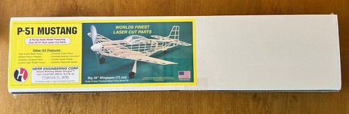 Herr Eng P-51 Mustang Balsa Model Airplane Kit 28” Wingspan Rubber ...