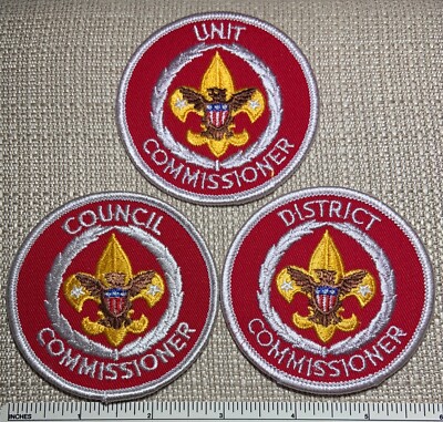 3 VTG COMMISSIONER Boy Scout Position Badge PATCHES BSA Unit Council ...