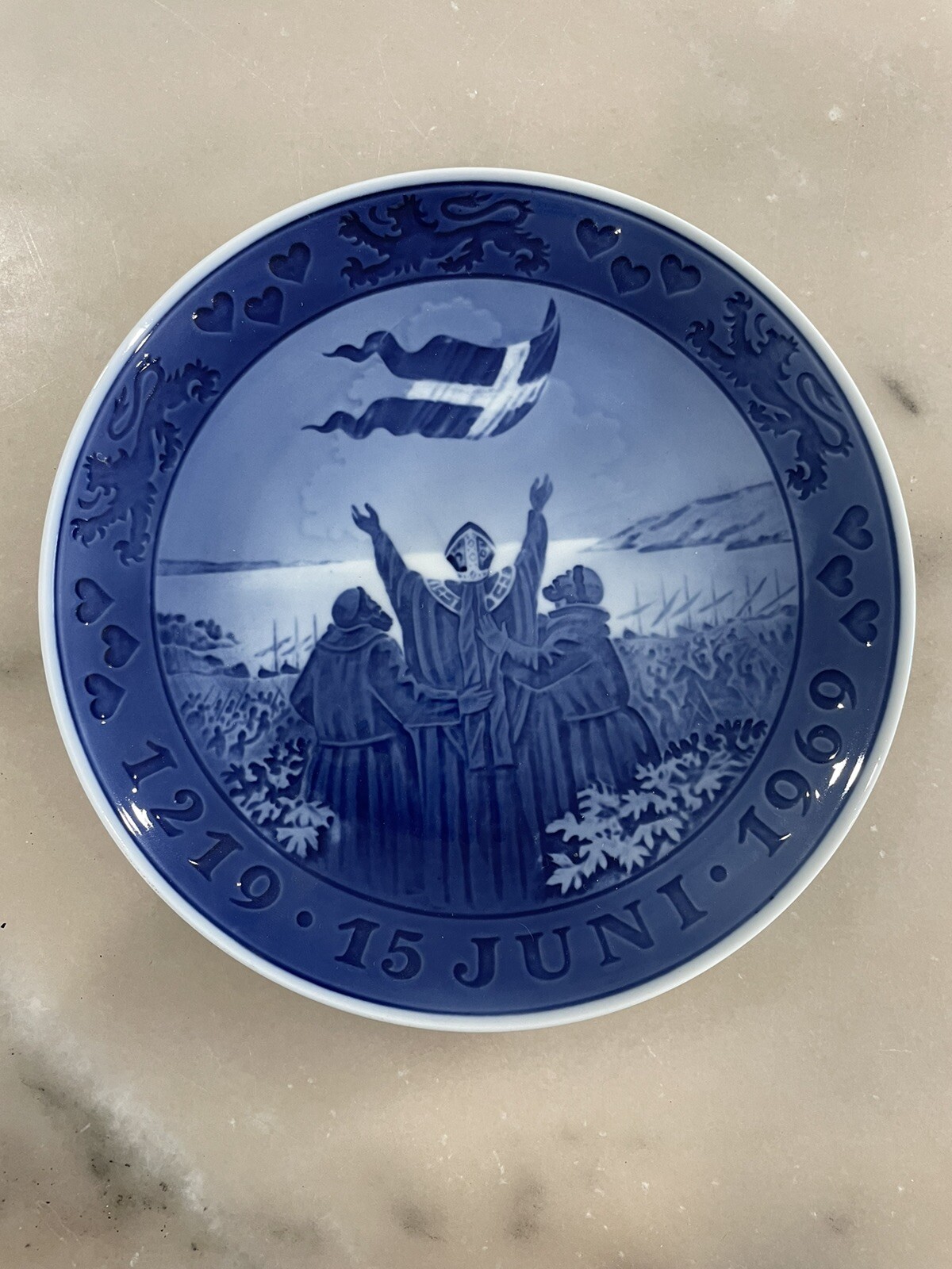 Royal Copenhagen Jubilee Plate 1219 - Juni - 1969 Flag of Denmark | eBay