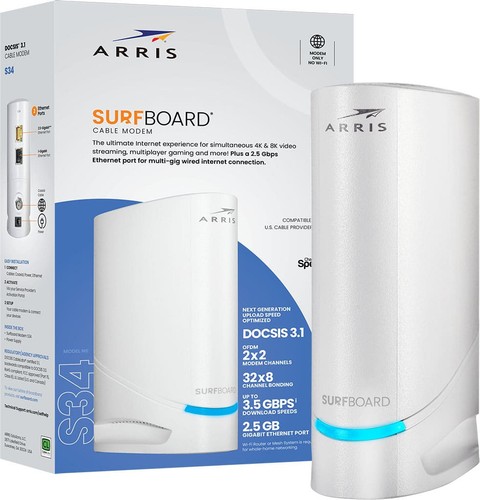 ARRIS - SURFboard S34 32 x 8 DOCSIS 3.1 Multi-Gig Cable Modem with 2.5 ...