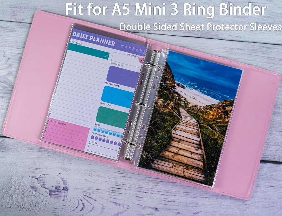 40 Pack 80 Pockets 5.5X8.5” Sheet Protector Sleeves for 6 Ring A5 ...
