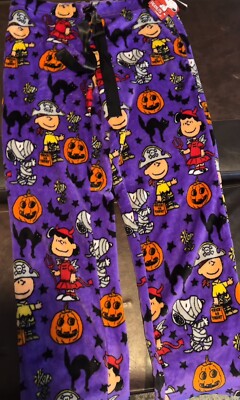 NEW SNOOPY PEANUTS HALLOWEEN FLEECE PAJAMAS MEDIUM 8 10 NWT PURPLE | eBay