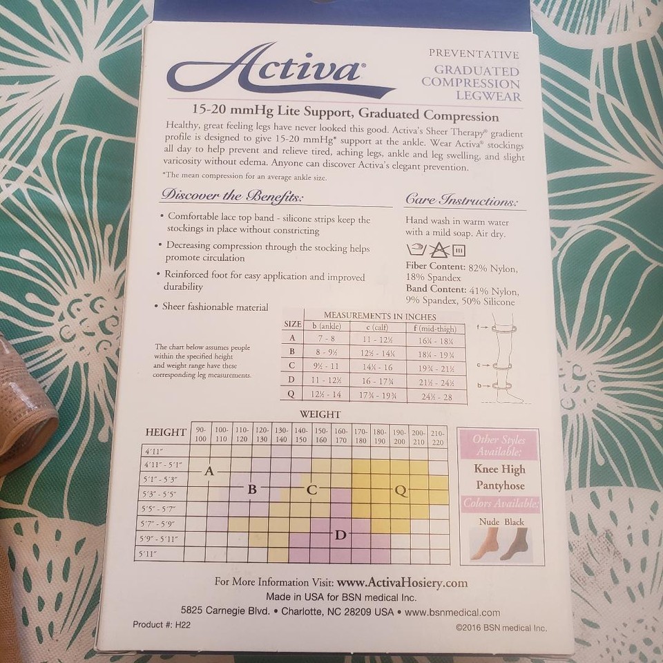 Activa Sheer Therapy Lace TB OT 15-20 Compression THIGH High Stockings ...