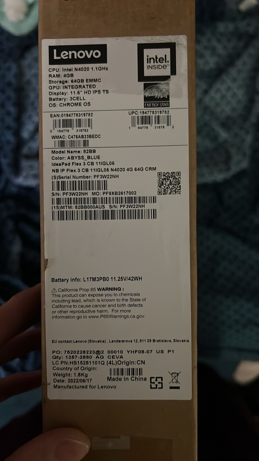 Lenovo Flex 3 Chromebook 11.6'' (64GB eMMC Intel Celeron N4020 1.1GHz ...