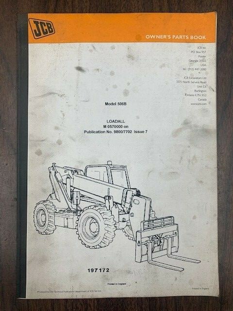 JCB Model 506b Loadall Parts Book Manual #9800/7702 for sale online | eBay
