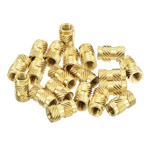 Knurled Insert Nut M4 x 10mm L x 6mm OD Female Brass Embedding Nut ...