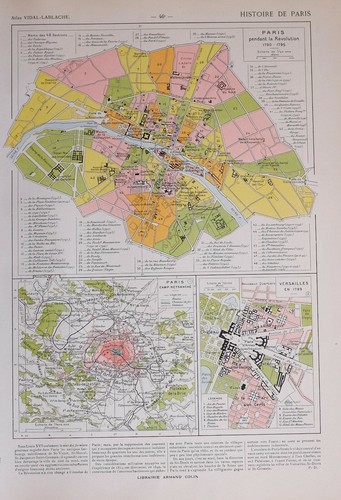 HISTORICAL MAP PARIS FRENCH REVOLUTION CITY PLAN ARSENAL THEATRE ...