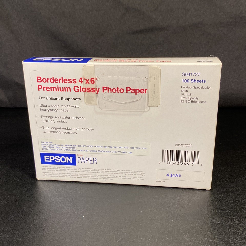 Epson Photo Paper 4x6 Inches Borderless Premium Glossy 100 Sheets each ...