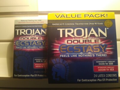 Trojan Double Ecstasy Lubricated Latex Condoms Pack Size Count Choice ...