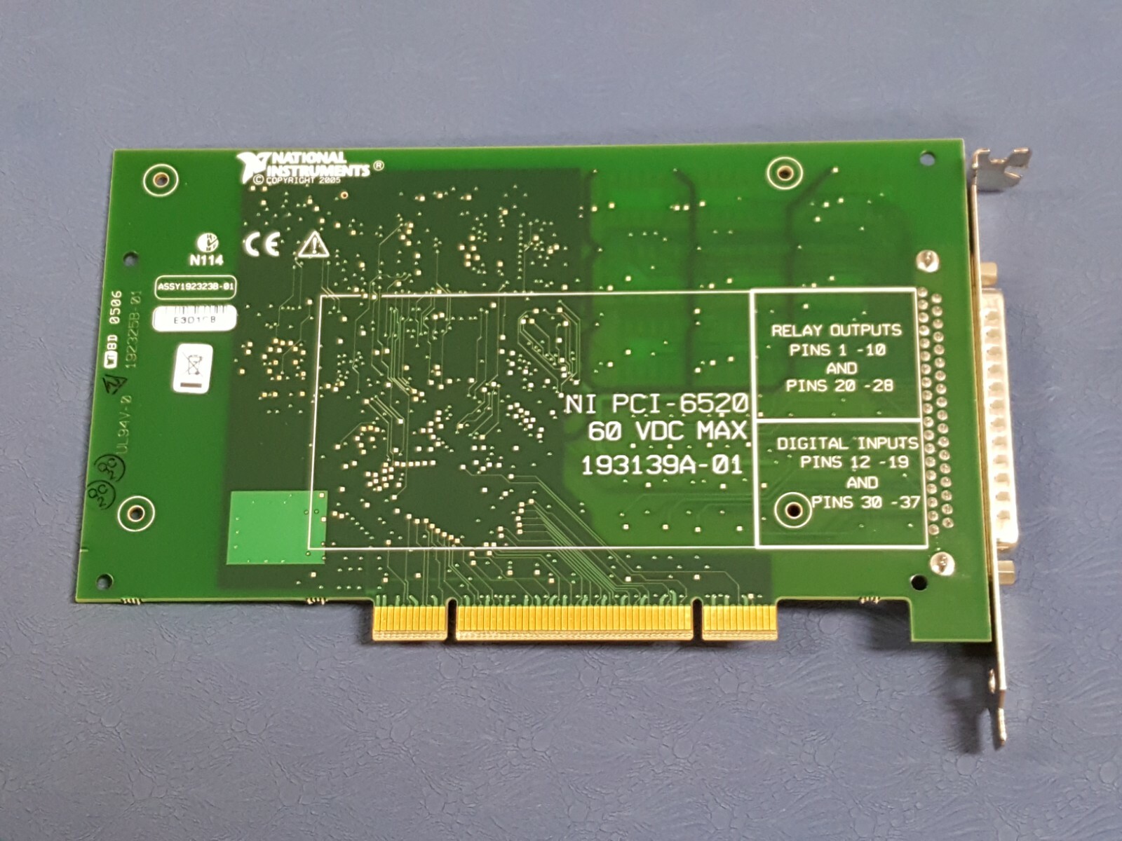 National Instruments PCI-6520 NI DAQ Card, Digital Input, Relay Output ...