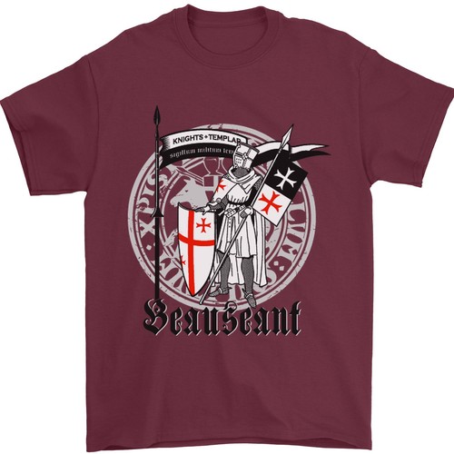 Chevaliers Templiers st Georges Jour Beauseant T-Shirt 100% en Coton | eBay