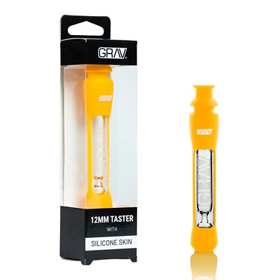 GRAV Labs 12mm Glass Taster with Silicone Skin 4" Long MUSTARD YELLOW ...