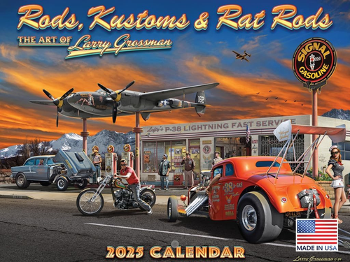 Hot Rod Calendar 2025 Larry Grossman Classic Muscle Car Monthly Wall ...