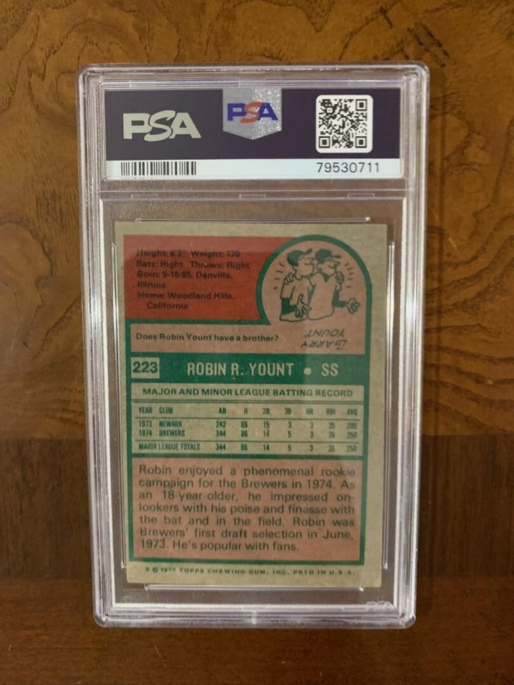 1975 Topps SIGNED Robin Yount RC #223 PSA/DNA AUTO Brewers HOF ROOKIE ...