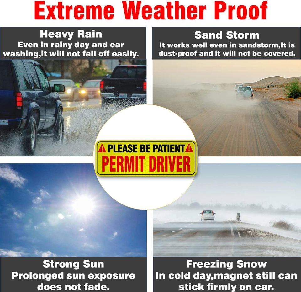 Permit Driver Signs for Car, Reflective New Driver Magnet for Car ...