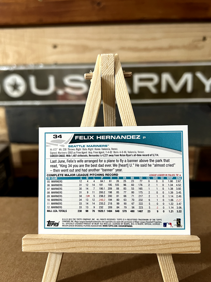 Felix Hernandez Seattle Mariners 2013 Topps Light Blue Border Parallel ...