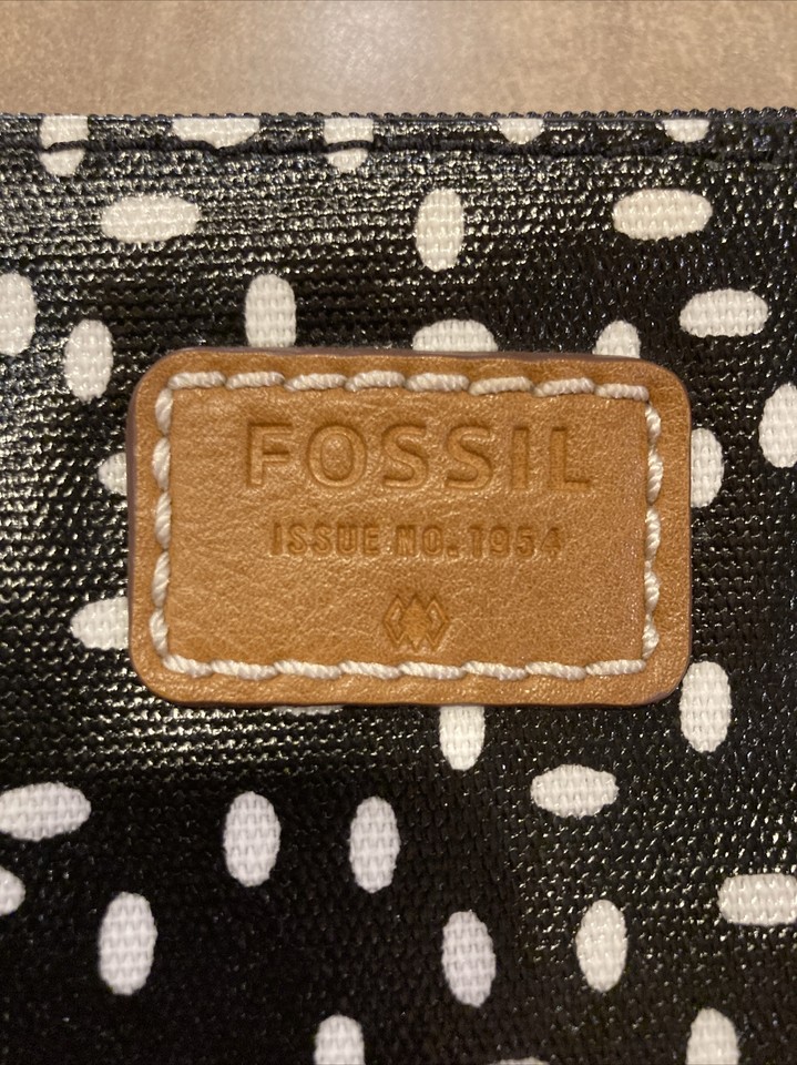 Fossil "Bean Seeds" Coated Canvas Crossbody/Messenger Bag, Black ...