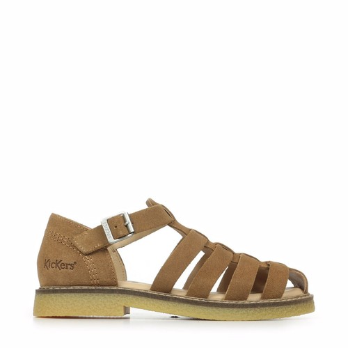 Sandales Nu Pieds Kickers femme Kick Lergo Camel Cuir A boucles | eBay