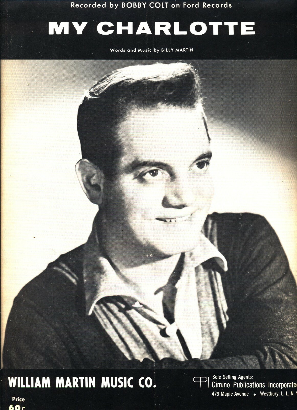 BOBBY COLT MY CHARLOTTE SHEET MUSIC PIANO/VOCAL EXTREMELY RARE 1964 NEW ...