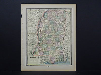 Antique Map, 1897, United States, M5#39 Mississippi and Louisiana | eBay