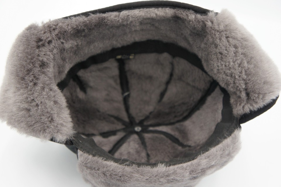 100% Real Sheepskin leather Aviator Trapper Ushanka Hunting Hat S-3X ...