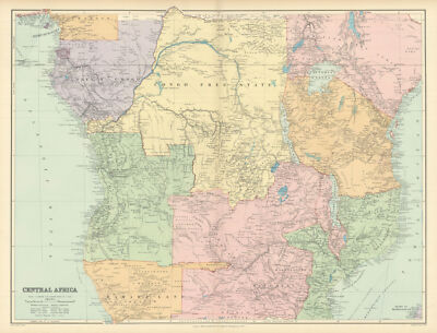 Central Africa. Congo Free State Rhodesia German East Africa. STANFORD ...