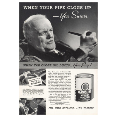 1935 Havoline Motor Oil: Pipe Clogs You Swear Vintage Print Ad | eBay