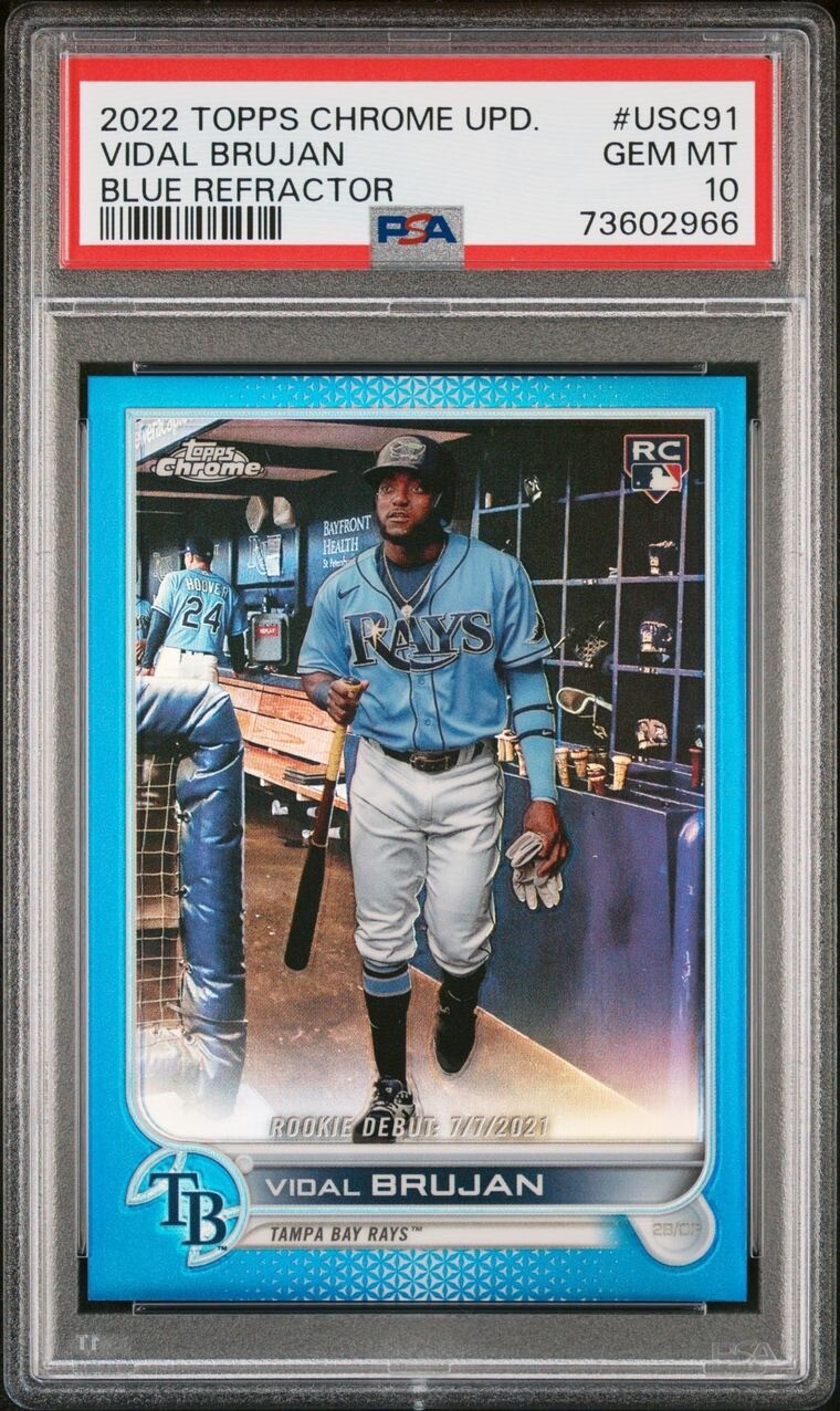 VIDAL BRUJAN 2022 Topps Chrome Update USC91 Blue /199 RC Rookie PSA 10 ...